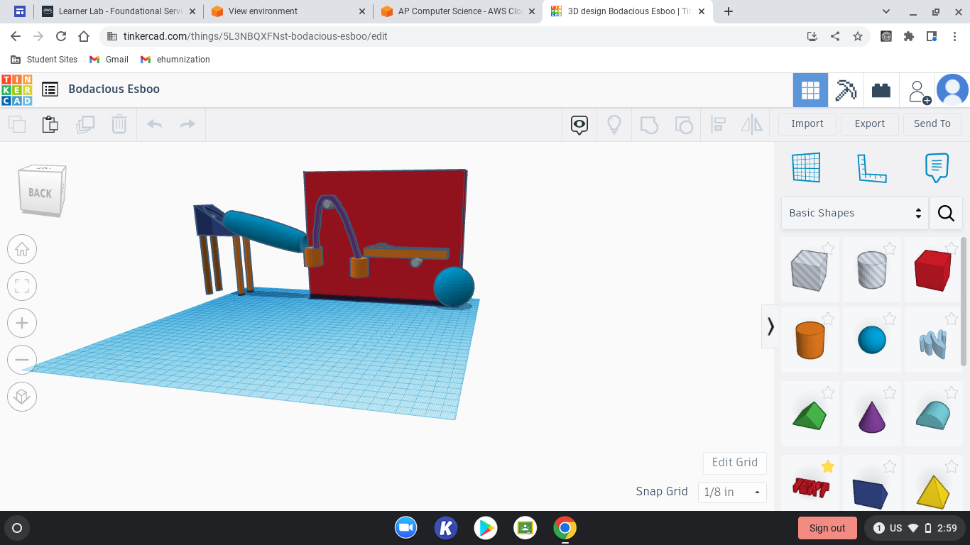 9/7/22 We have started making a rube goldberg with groups